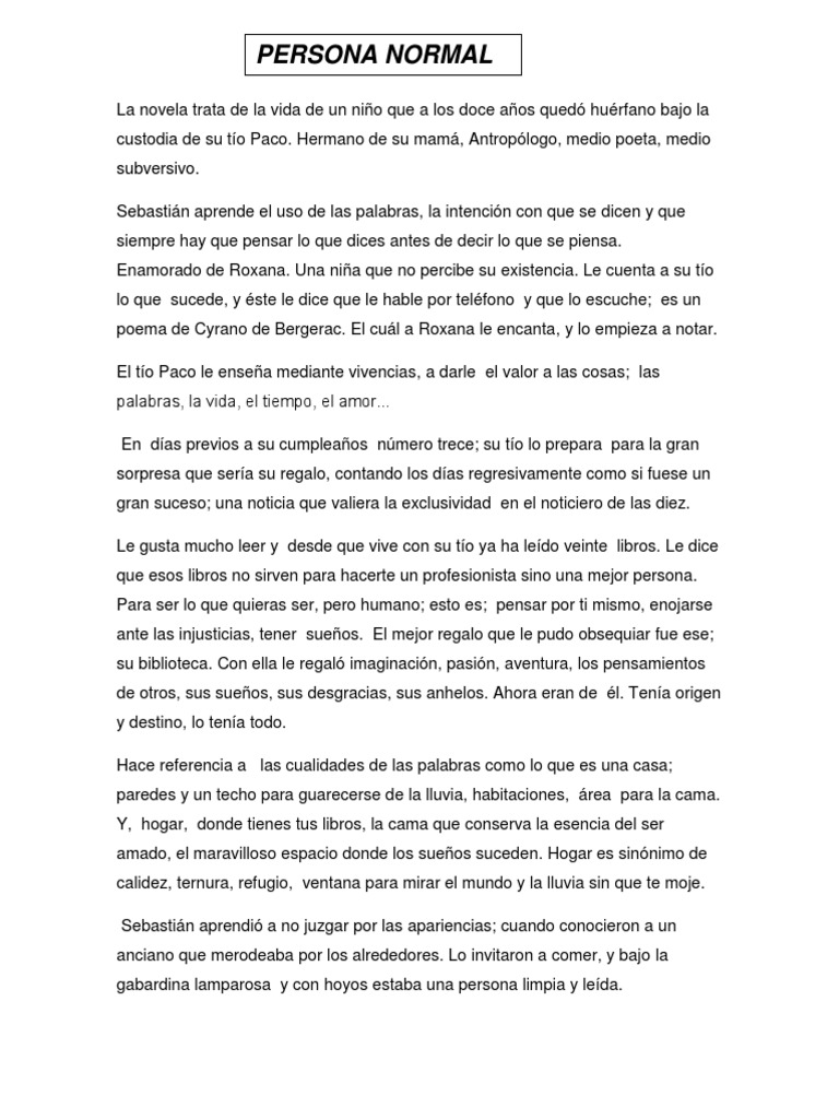 Analisis Novela Persona Normal | PDF | Novelas