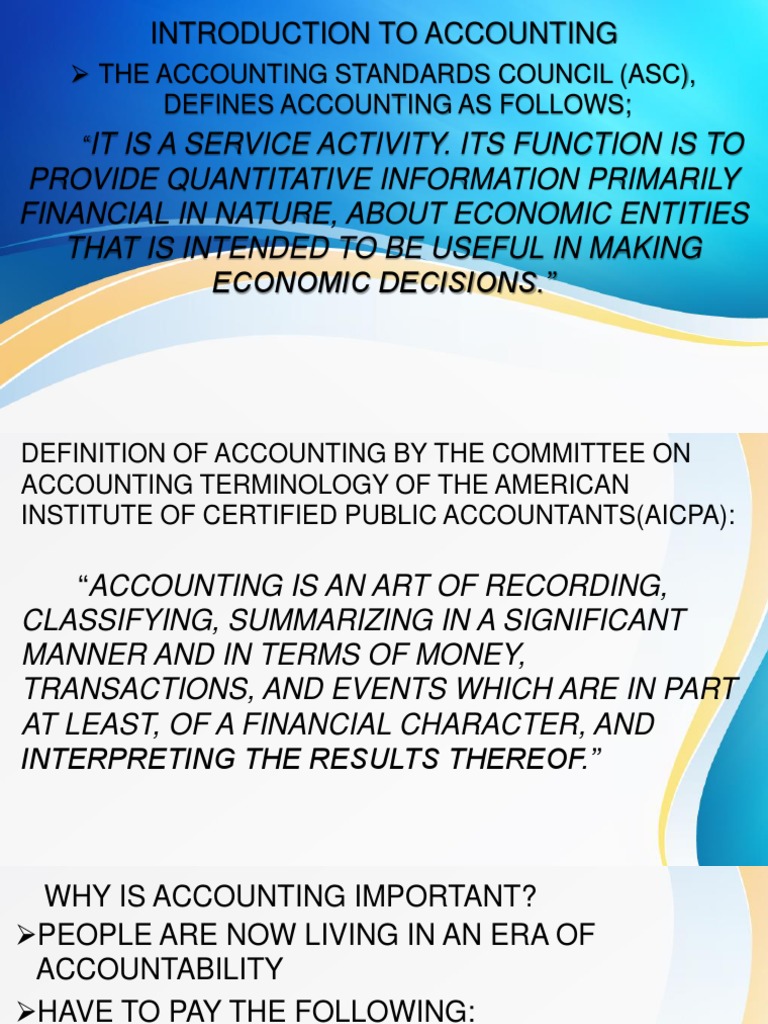 Introduction To Accounting | PDF