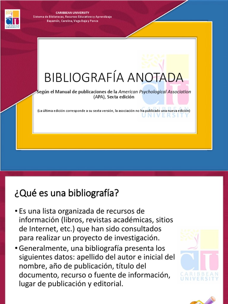Ejemplo De Bibliografia Anotada Apa 6ta Edicion