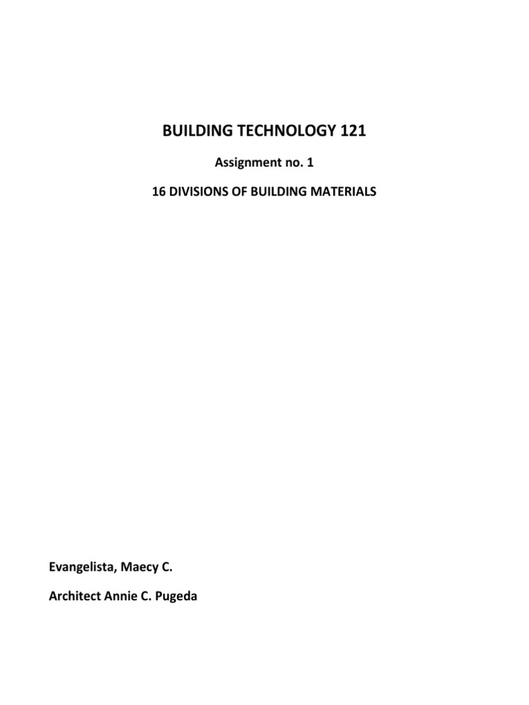 Building Technology 121 | PDF | Specification (Technical Standard ...
