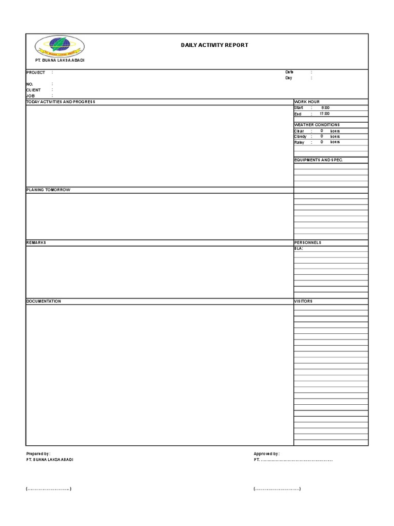 Form Daily Activity Report | PDF