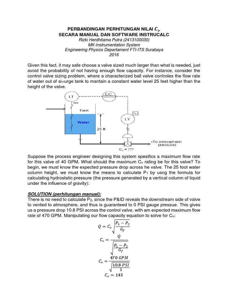 PERBANDINGAN PERHITUNGAN NILAI CV | PDF | Pressure | Valve