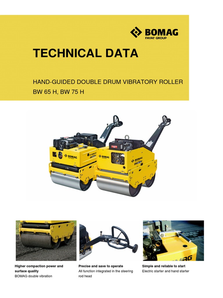 BOMAG BW 65 H & BW 75 H Specs | PDF | Diesel Engine | Vehicle Technology