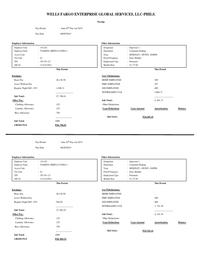 Payslip June 2019 | Payroll | Loans | Free 30-day Trial | Scribd