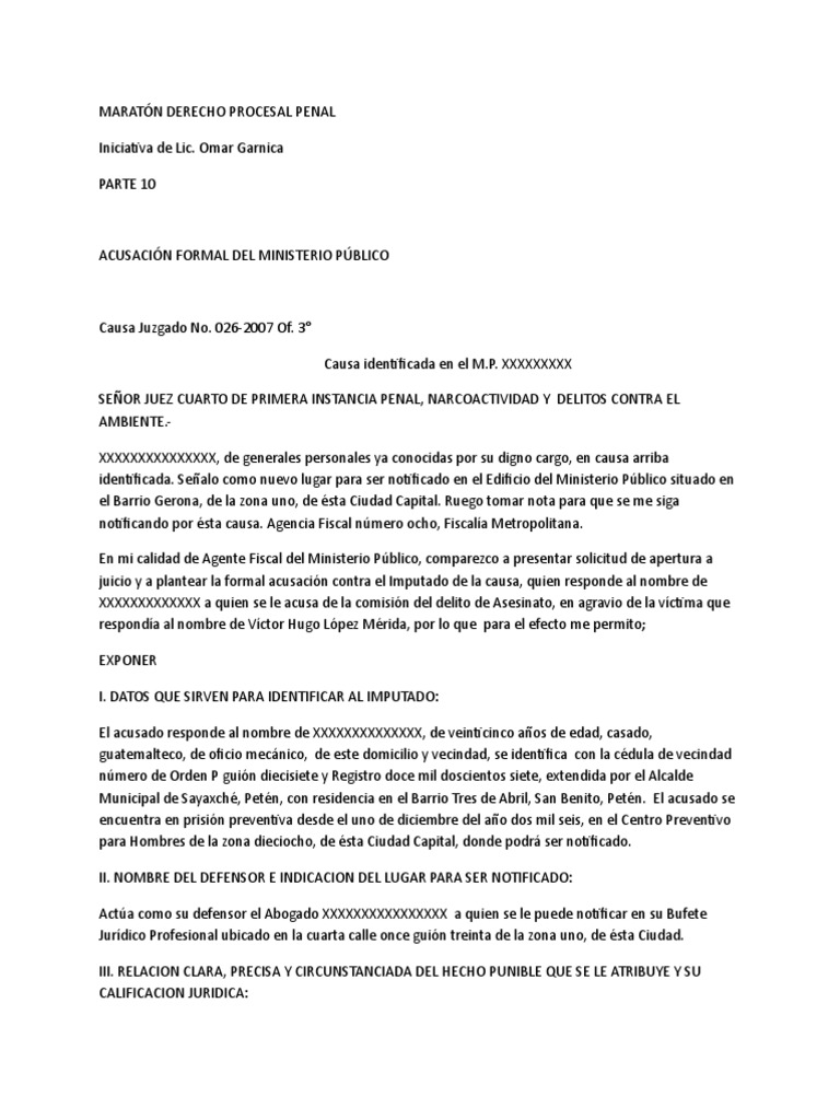 Acusacion Formal | PDF | Asesinato | Acusación
