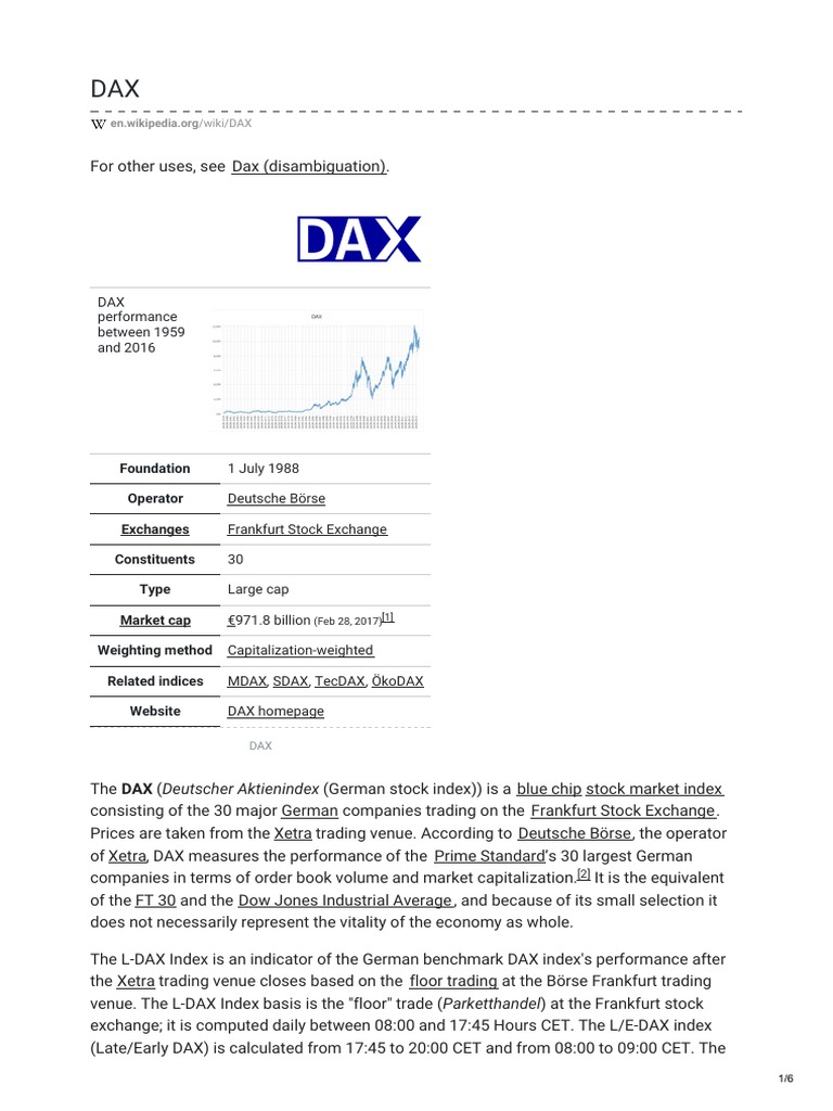 DAX Performance Between 1959 and 2016: Foundation Operator | PDF ...