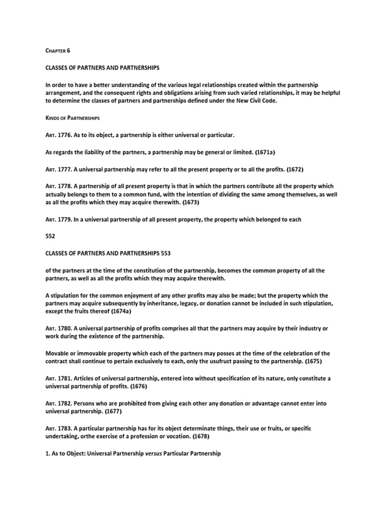 Distinguishing Universal Partnerships from Particular Partnerships ...