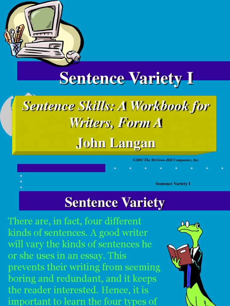 Sentence Variety I: Sentence Skills: A Workbook For Writers, Form A ...