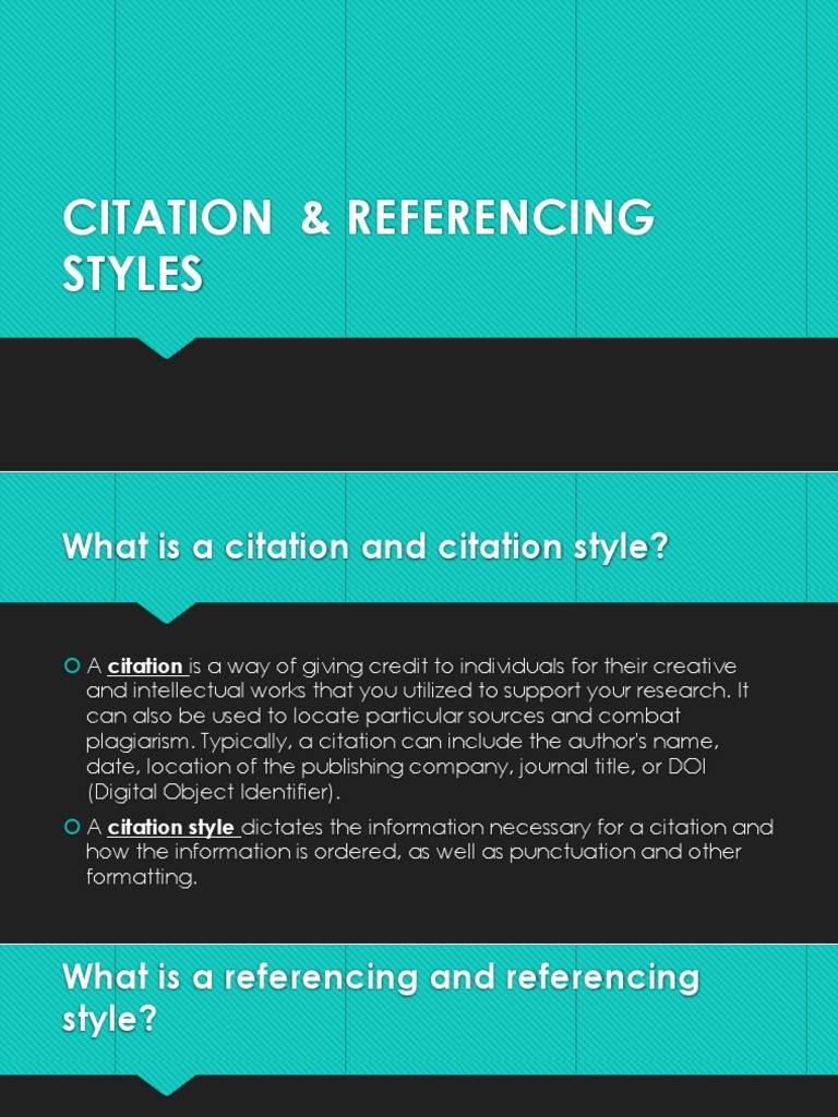 An Overview of Common Citation and Referencing Styles | PDF | Citation ...