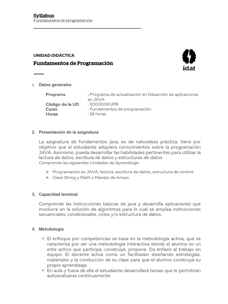 Fundamentos de Java: Un curso introductorio sobre los conceptos básicos de programación y ...