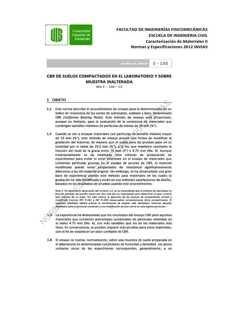 Norma de Ensayo 148 INVIAS 2012 PDF | PDF | Ingeniería | Ingeniero civil