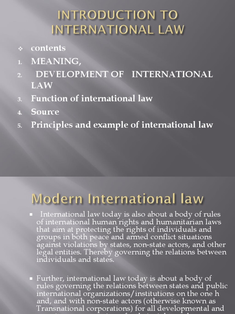 Introduction To International Law | PDF | International Law | Treaty