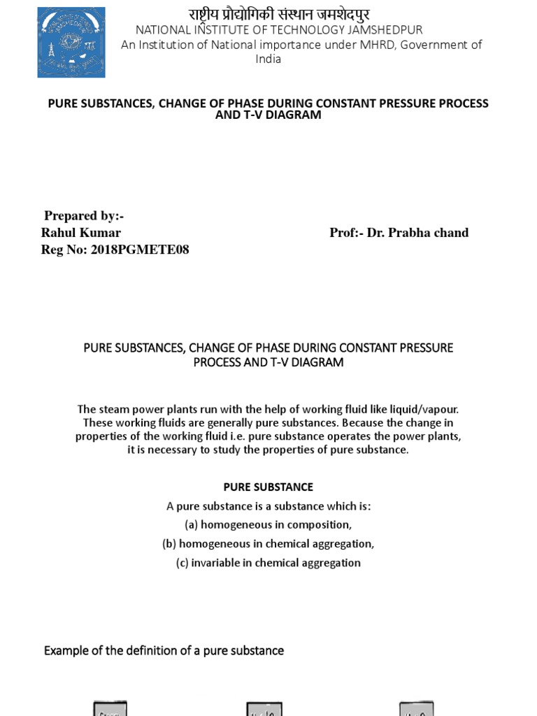Pure Substances, Change of Phase During Constant Pressure Process and T ...