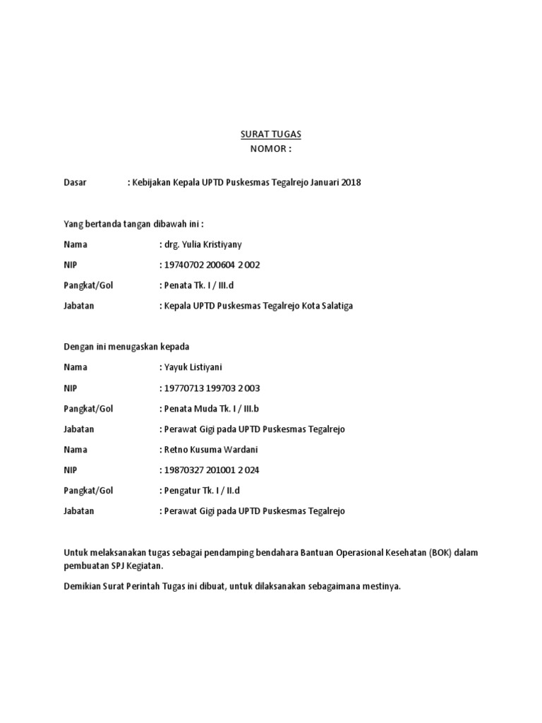 Surat Tugas 2018 | PDF