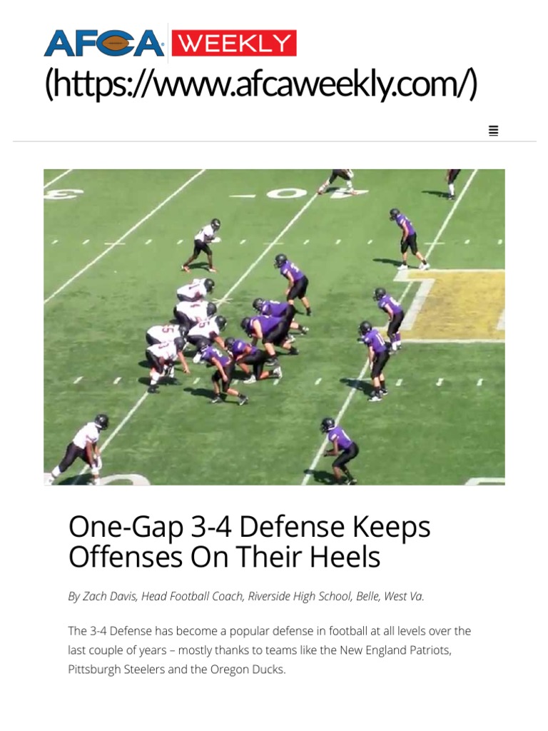 One-Gap 3-4 Defense Keeps O Enses On Their Heels | PDF | Football Codes ...