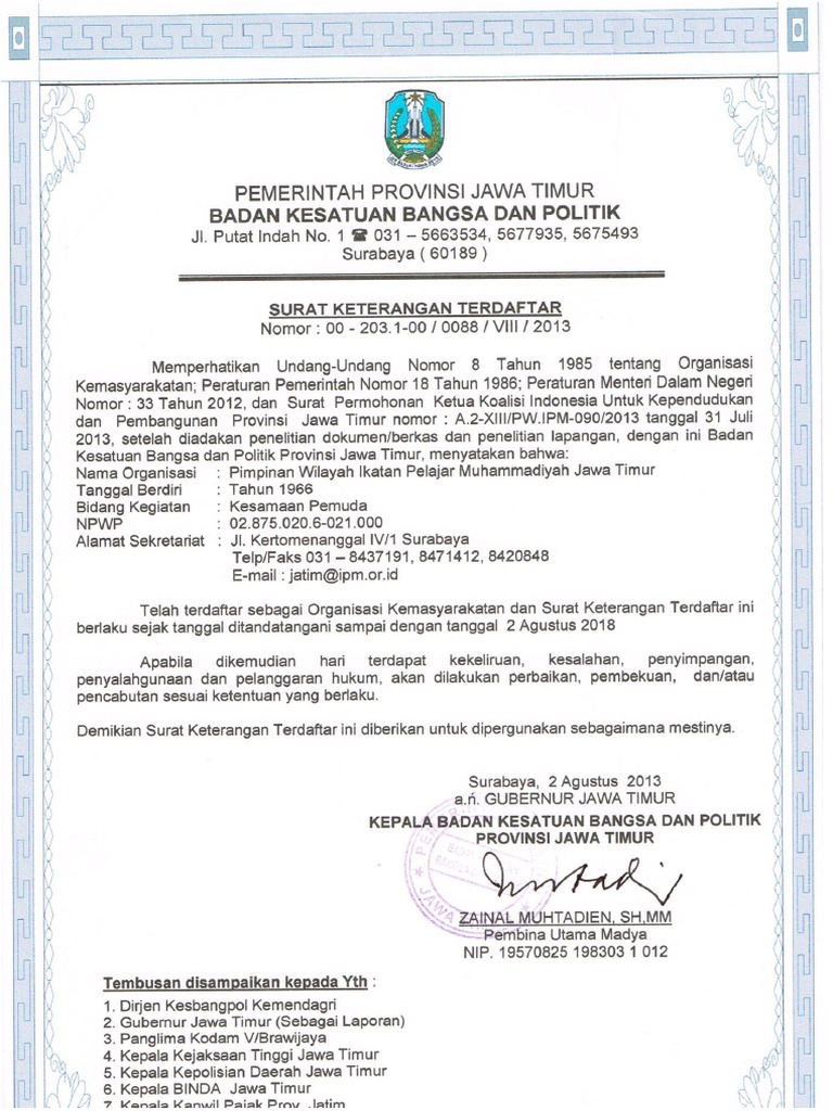 SK Terdaftar PW IPM | PDF