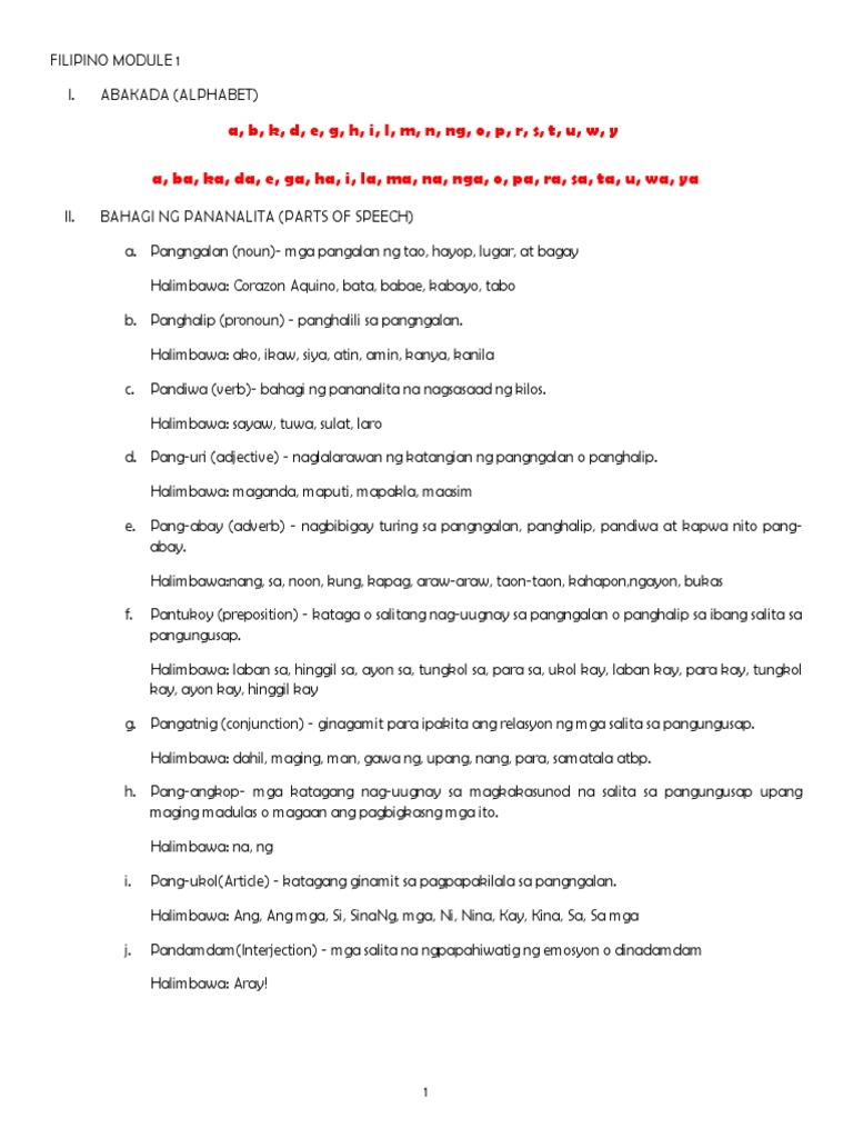 Filipino Module 1 | PDF