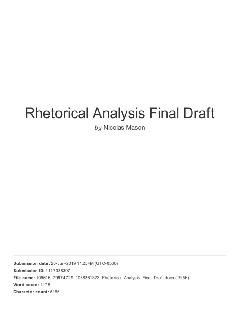 Rhetorical Analysis Final Draft | PDF