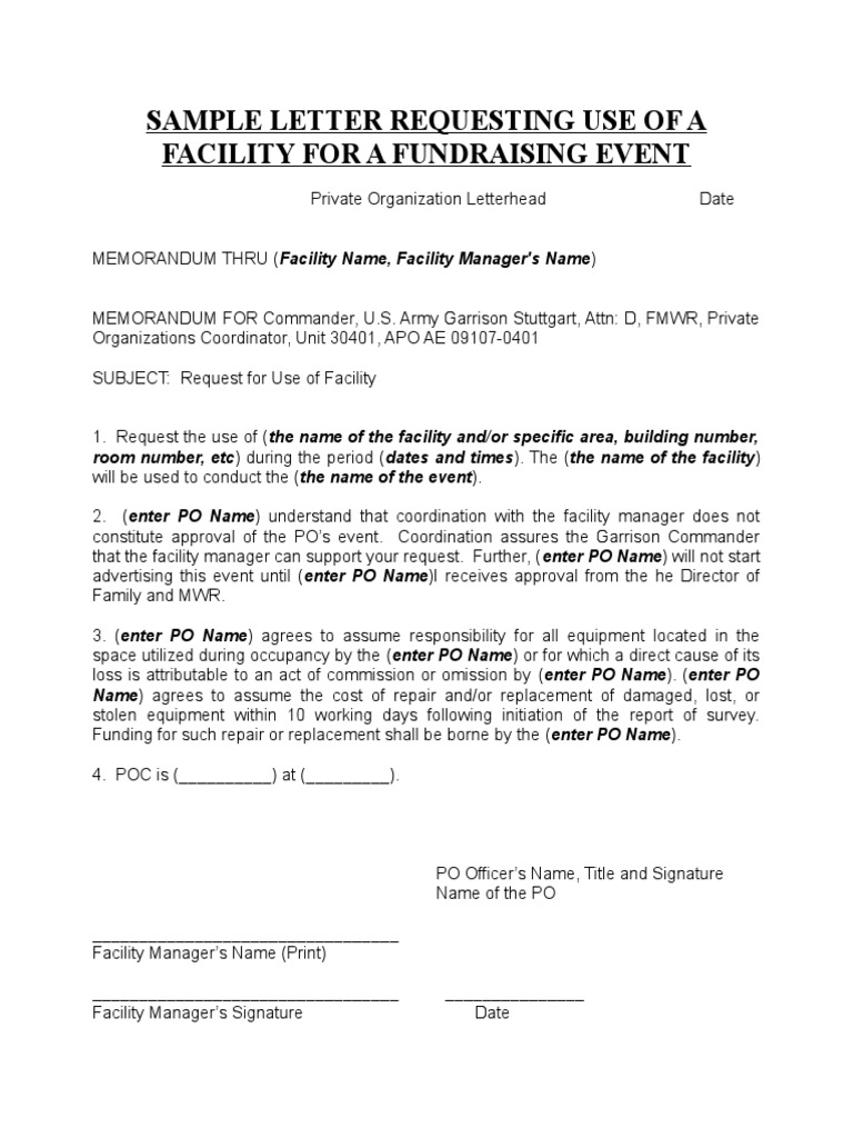 SAMPLE Use of Facility 2 2 | PDF