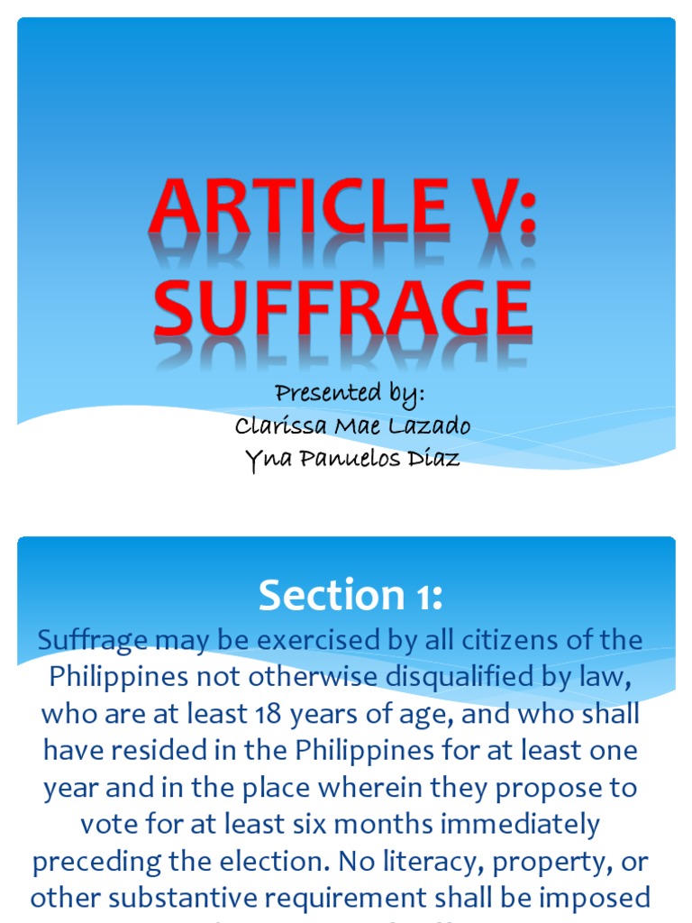 SUFFRAGE | PDF | Suffrage | Elections