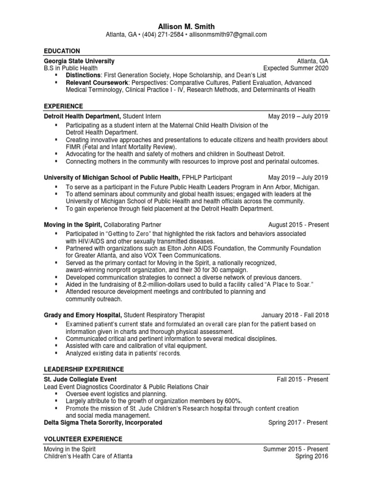 Final - Public Health Resume | PDF | Public Health | Health Care