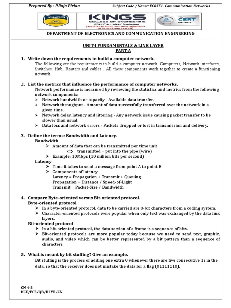 Communication Network EC8551 | PDF | Computer Network | Internet ...