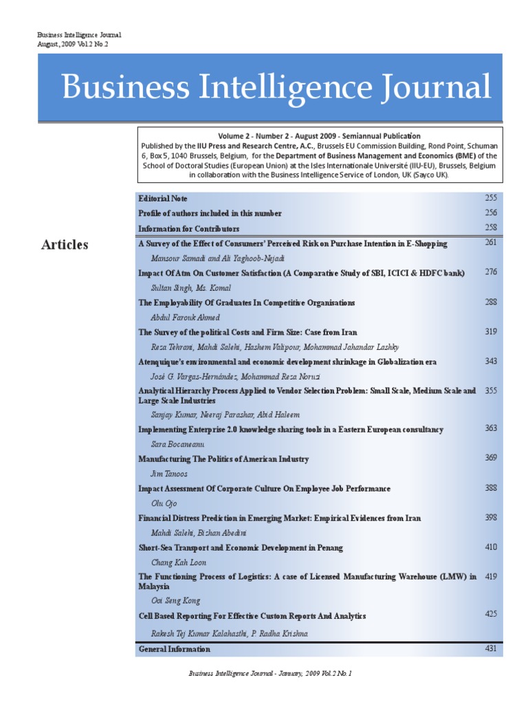 Business Intelligence Journal: Articles | PDF | Online Shopping ...