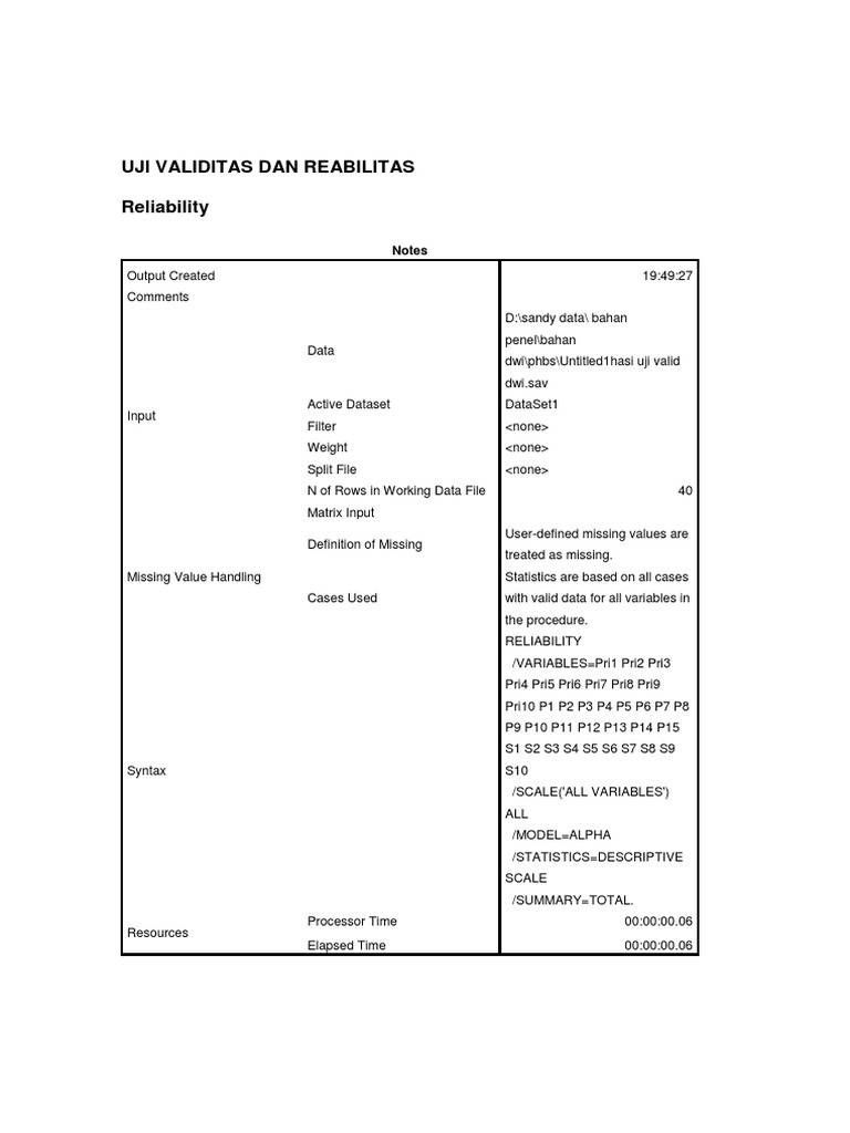 15..lampiran Uji Validitas Dwi | PDF | Integrated Truss Structure | Statistical Analysis