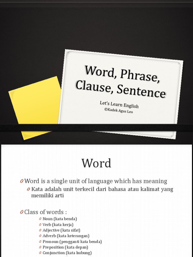 Word, Phrase, Clause, Sentence | PDF | Adverb | Grammatical Number