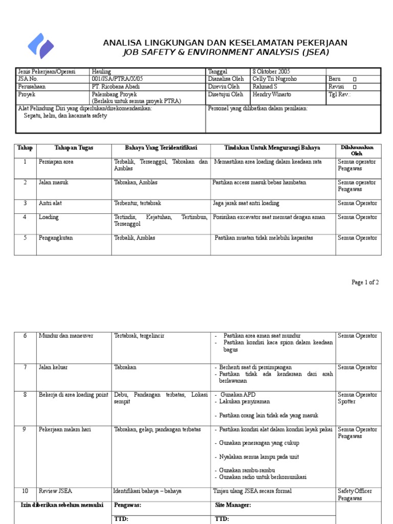 001 JSA Coal Hauling | PDF