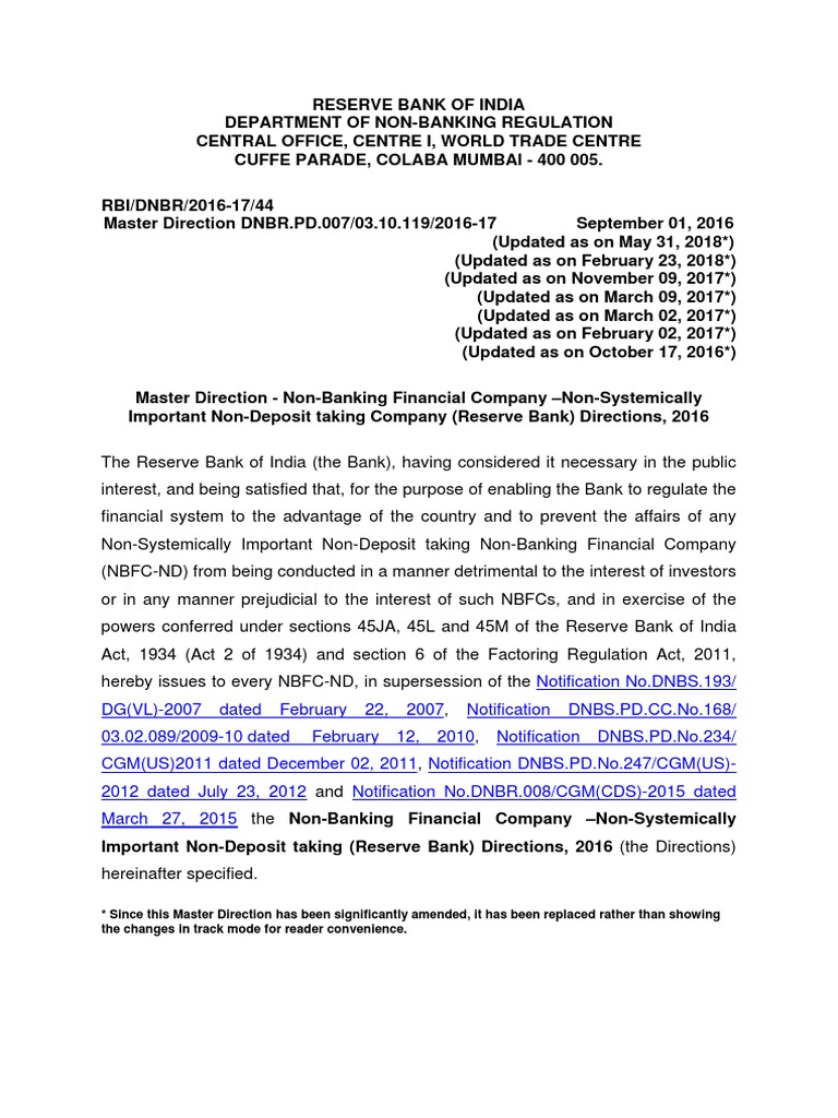 Master Direction DNBR - PD.007 - 03.10.119 - 2016-17 Updated 31 - 05 ...