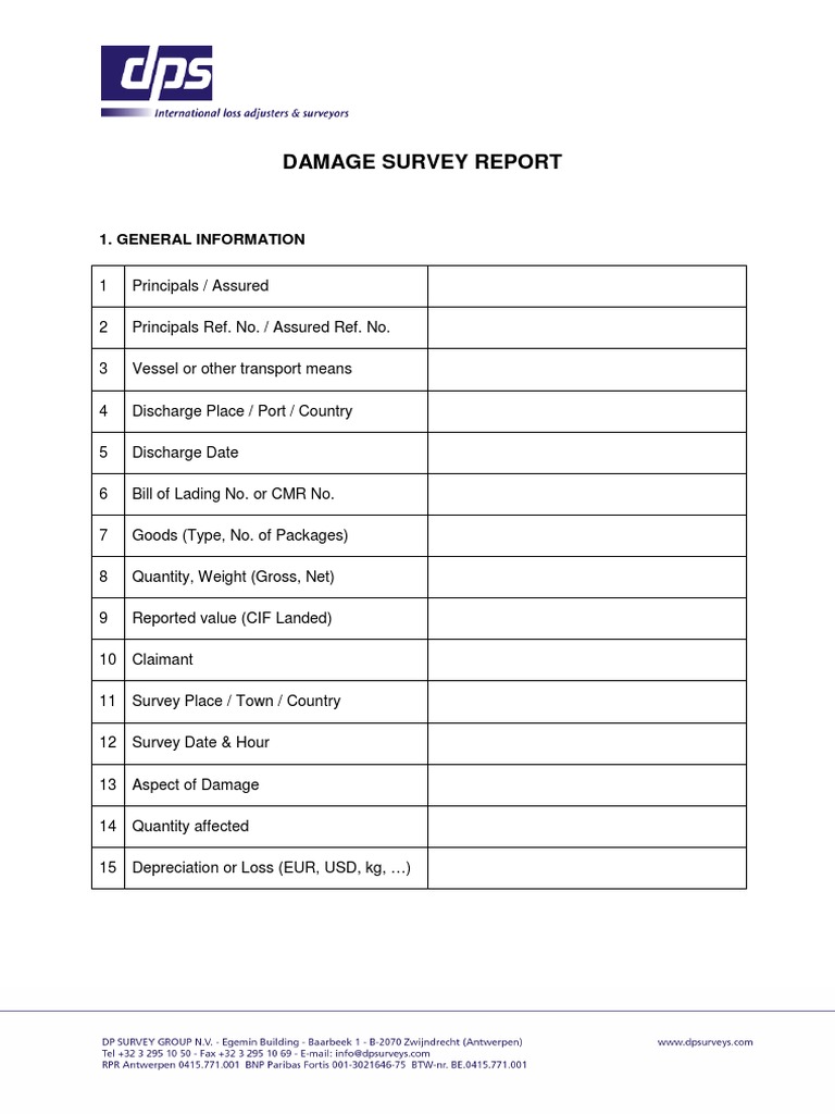 Damage Survey - Standard Report Form | PDF | Cargo | Bill Of Lading