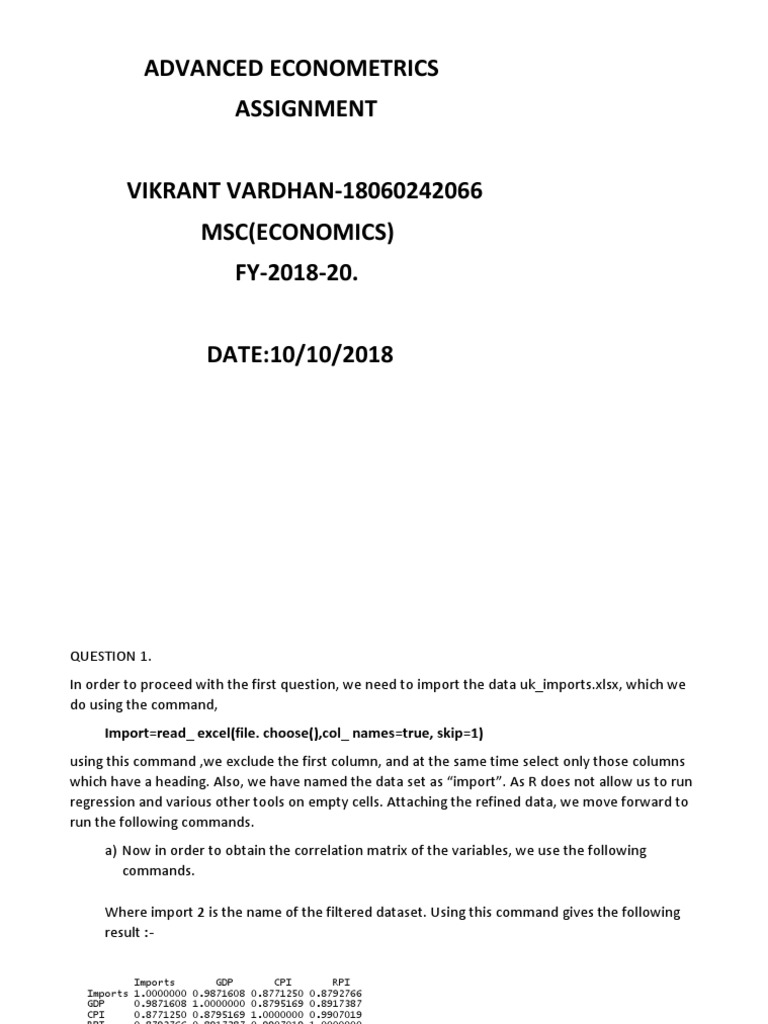 Advanced Econometrics | PDF | Errors And Residuals | Coefficient Of Determination