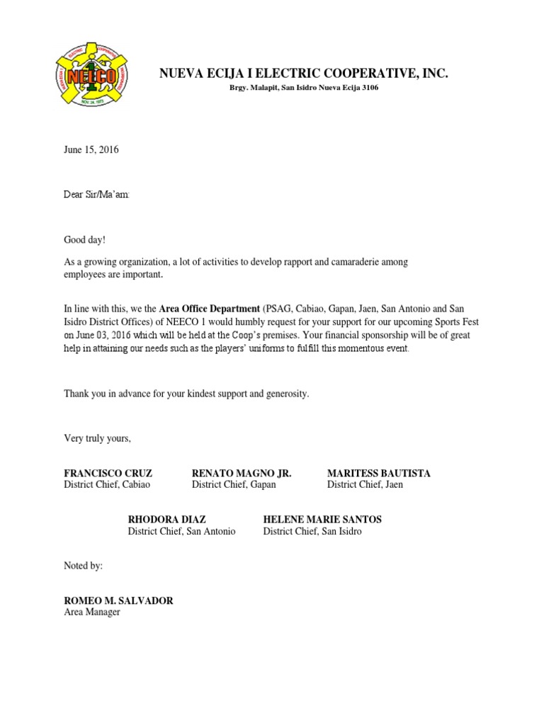 Solicitation Letter - Uniforms | PDF