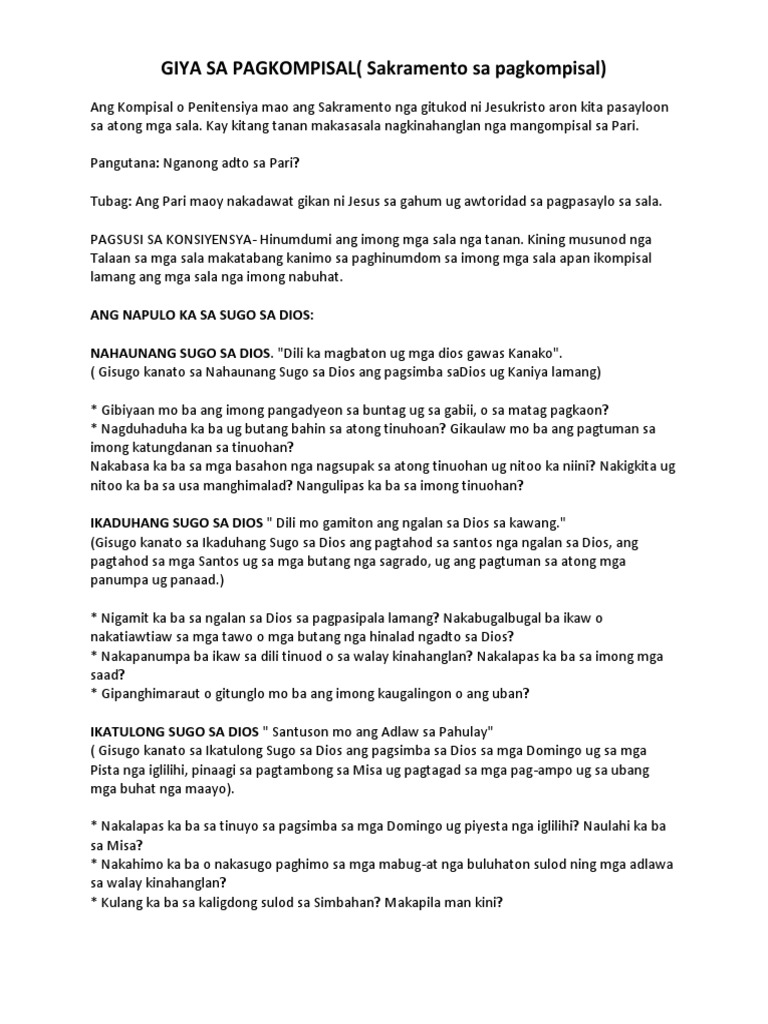 Giya Sa Pagkompisal | PDF