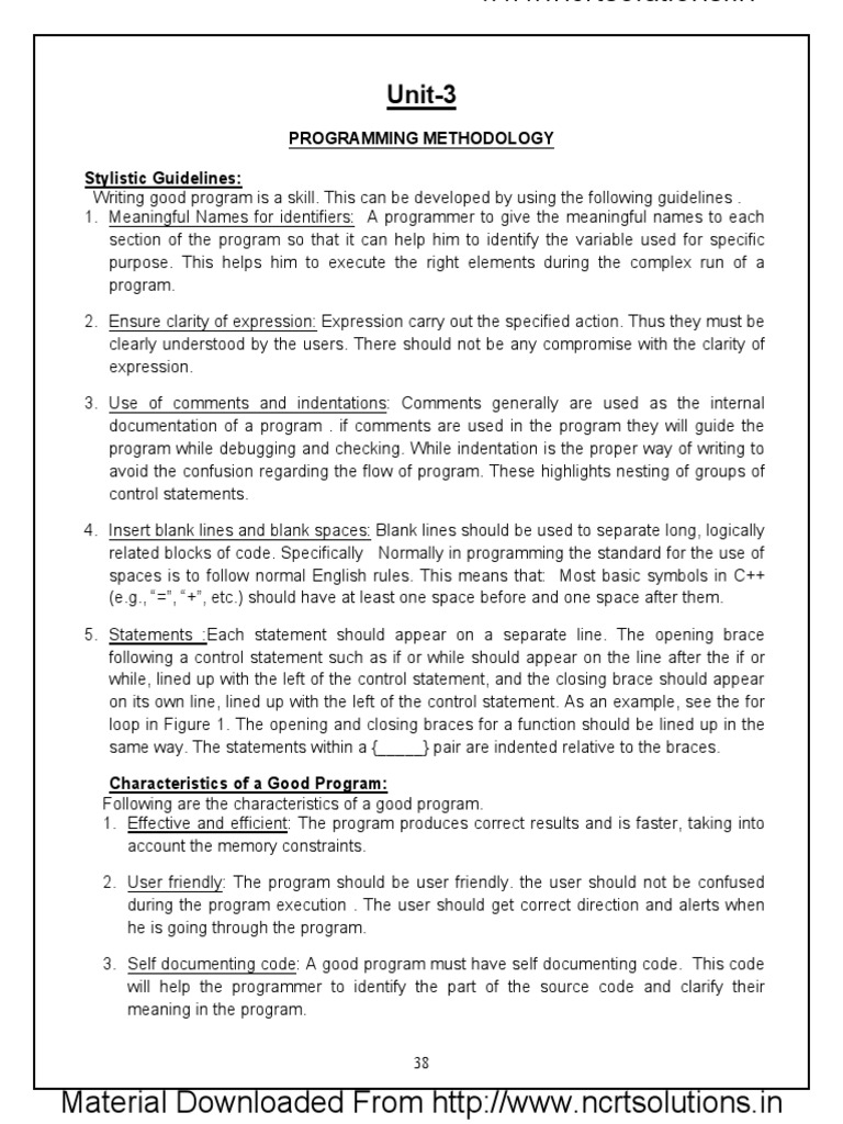 11 Computer Science Notes Ch3 Programming Methodology Download Free 3220
