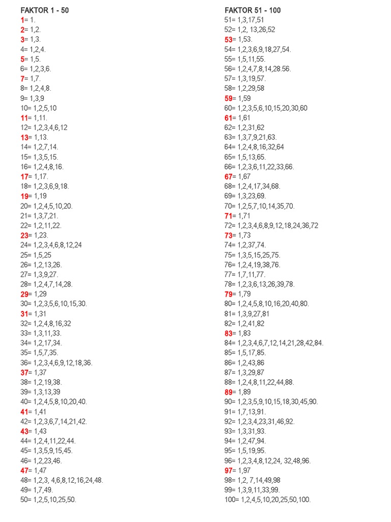 Faktor 1-100 | PDF