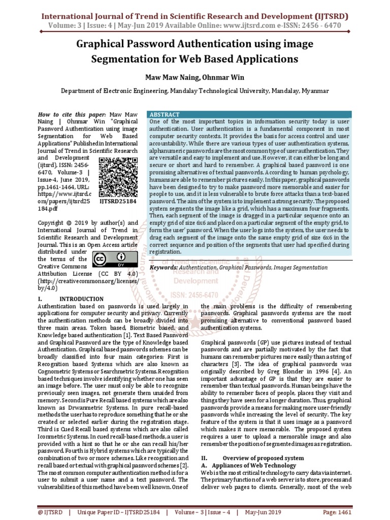 Graphical Password Authentication Using Image Segmentation For Web