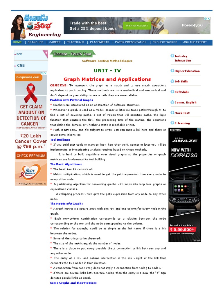 Graph Matrices and Applications: Unit - Iv | PDF | Matrix (Mathematics ...