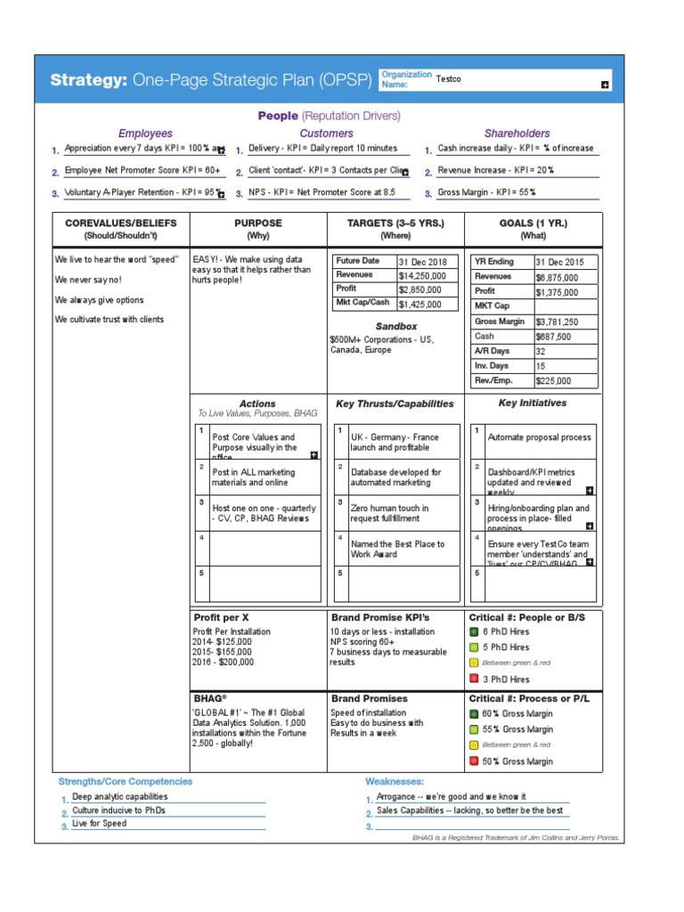 Strategy: One-Page Strategic Plan (OPSP) : People (Reputation Drivers ...