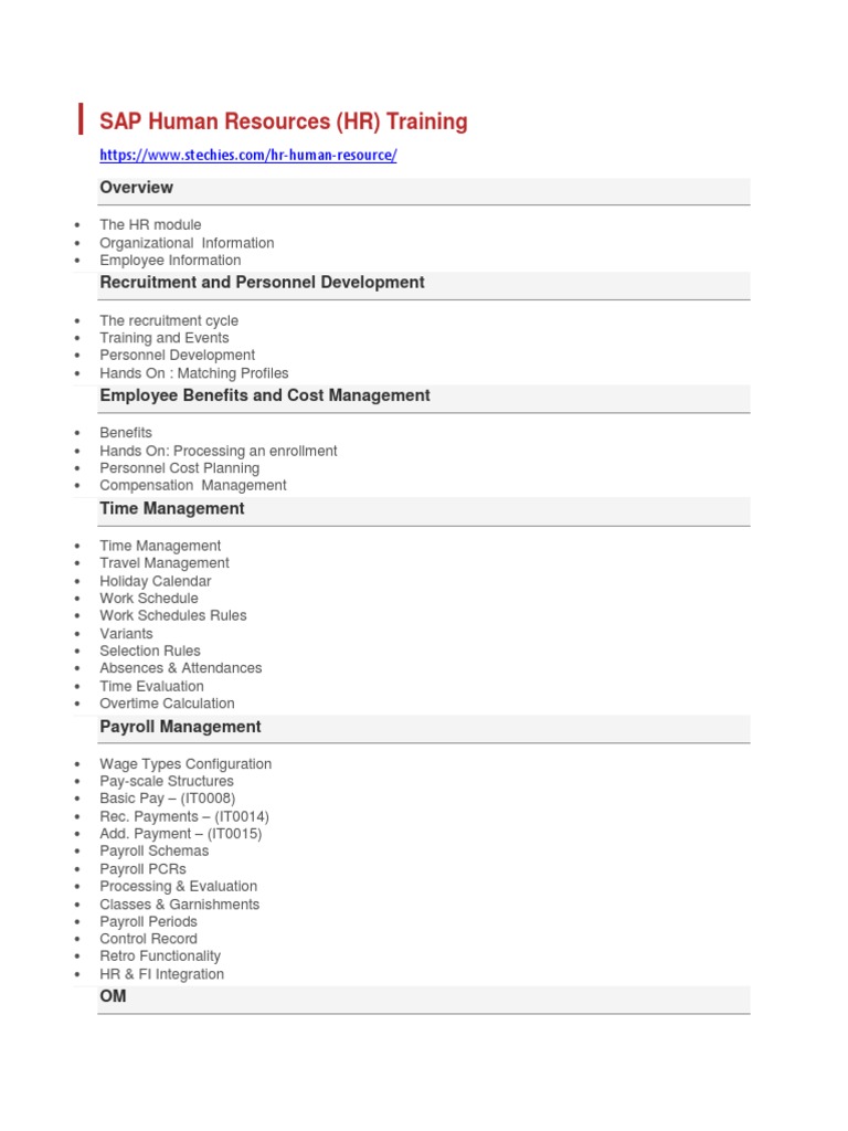 SAP HR Training Overview and Guide | PDF | Human Resources | Payroll