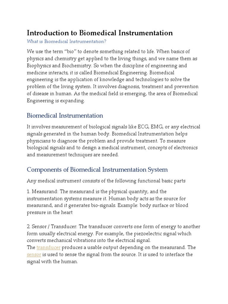 Introduction To Biomedical Instrumentation | PDF | Membrane Potential ...