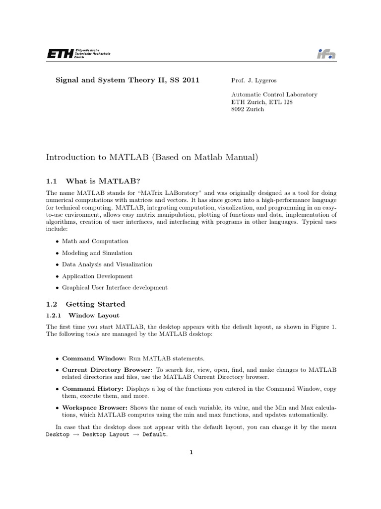 Introduction To Matlab Based On Matlab Manual Signal And System
