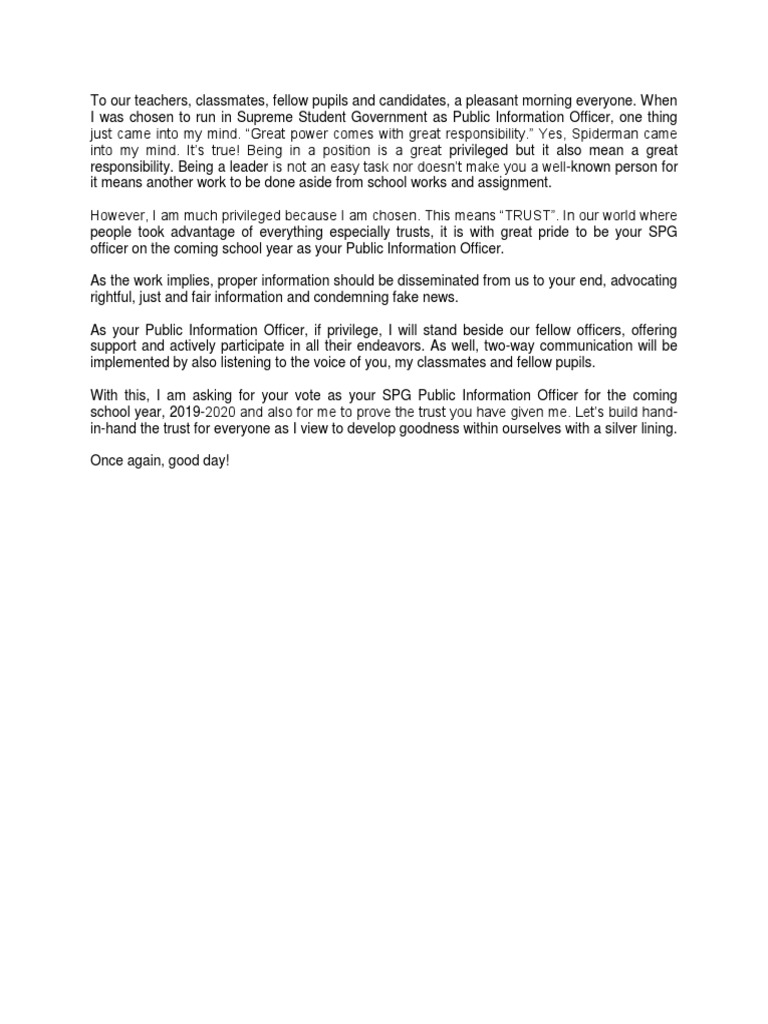 SPG-PIO Speech | PDF