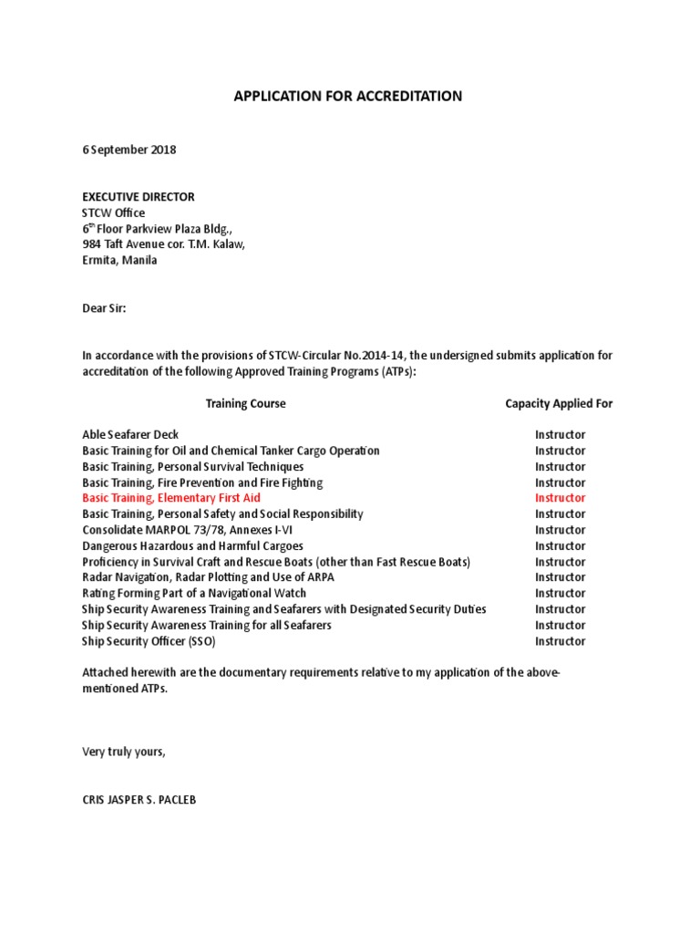 Application Letter Marina | PDF