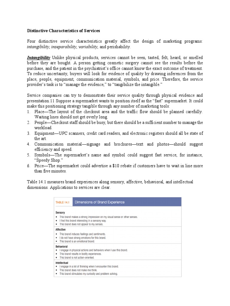 Intangibility, Inseparability, Variability, and Perishability | PDF ...