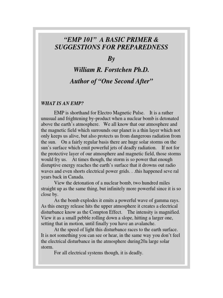 "Emp 101" A Basic Primer & Suggestions For Preparedness by William R ...
