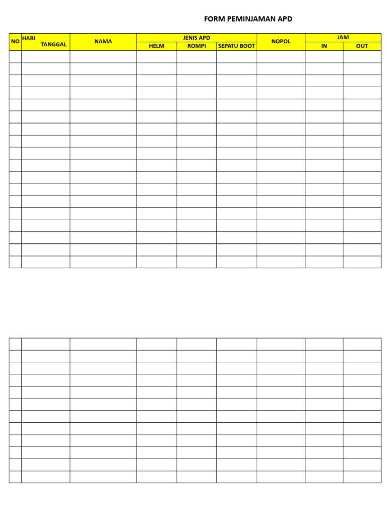 Form Peminjaman Apd | PDF