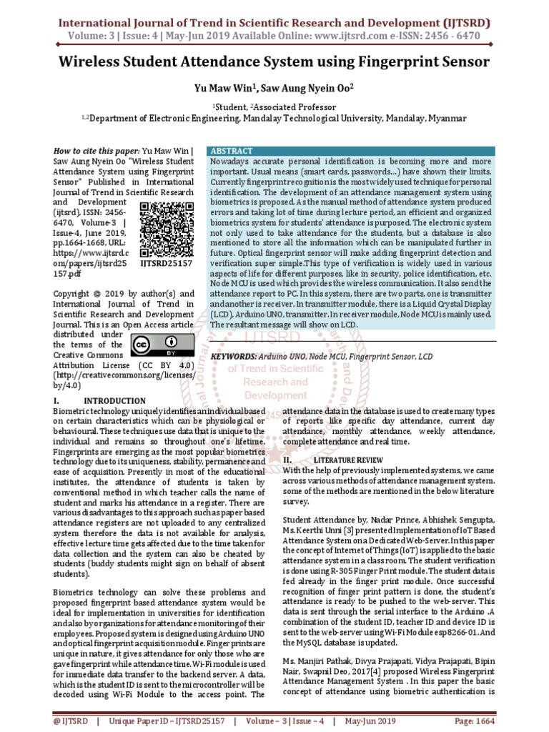 Wireless Student Attendance System Using Fingerprint Sensor | PDF ...