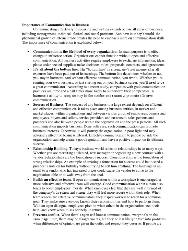 Essential Role of Communication in Business | PDF | Employment | Sales